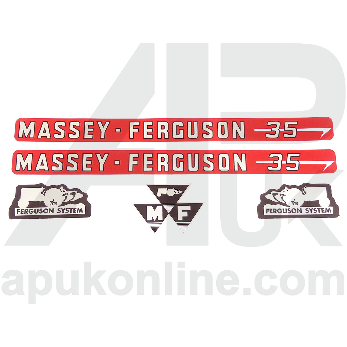Massey Ferguson 35 Tractor Bonnet Hood Decal Sticker Kit 5 pcs | APUK ...