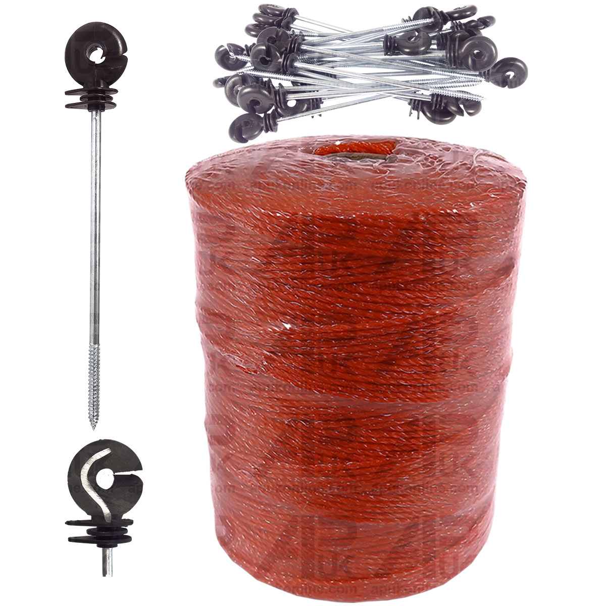 500m 3 Strand Electric Fence Poly Wire & 100 Long Ring Insulators ...