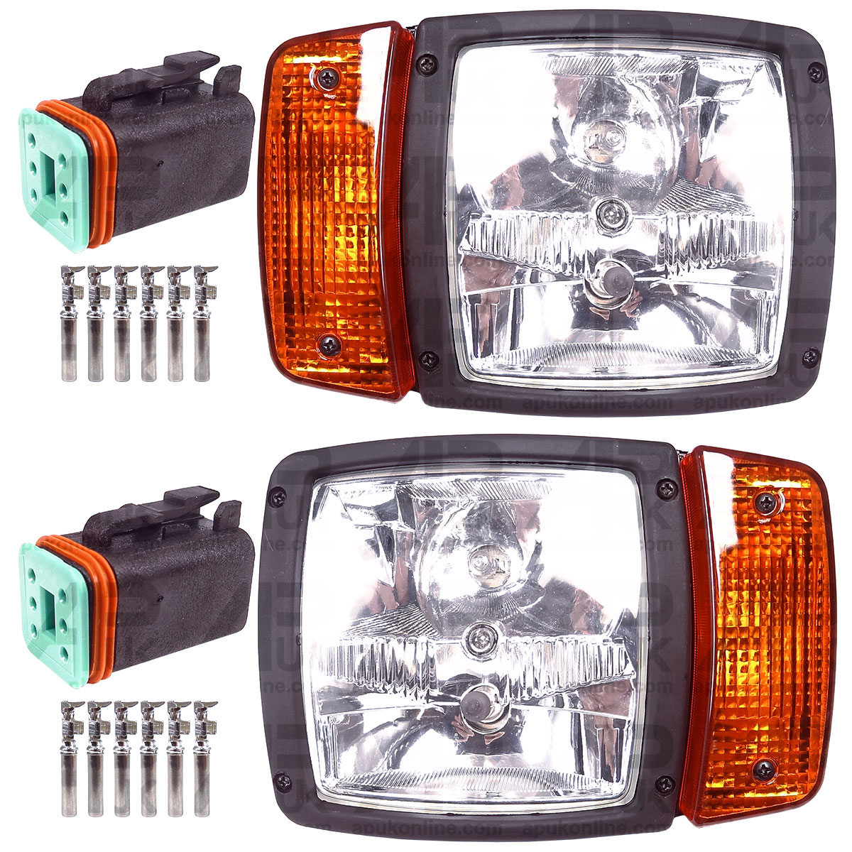 2x L/R Headlights & Male Plugs for JCB Telehandler Loader Loadall ...