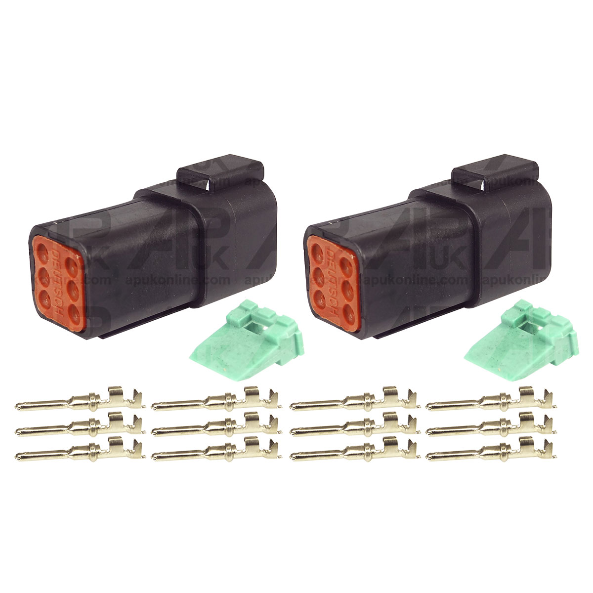 2x Female 6 Pin Headlamp Headlight wire Plug Socket & Crimp Conne ...