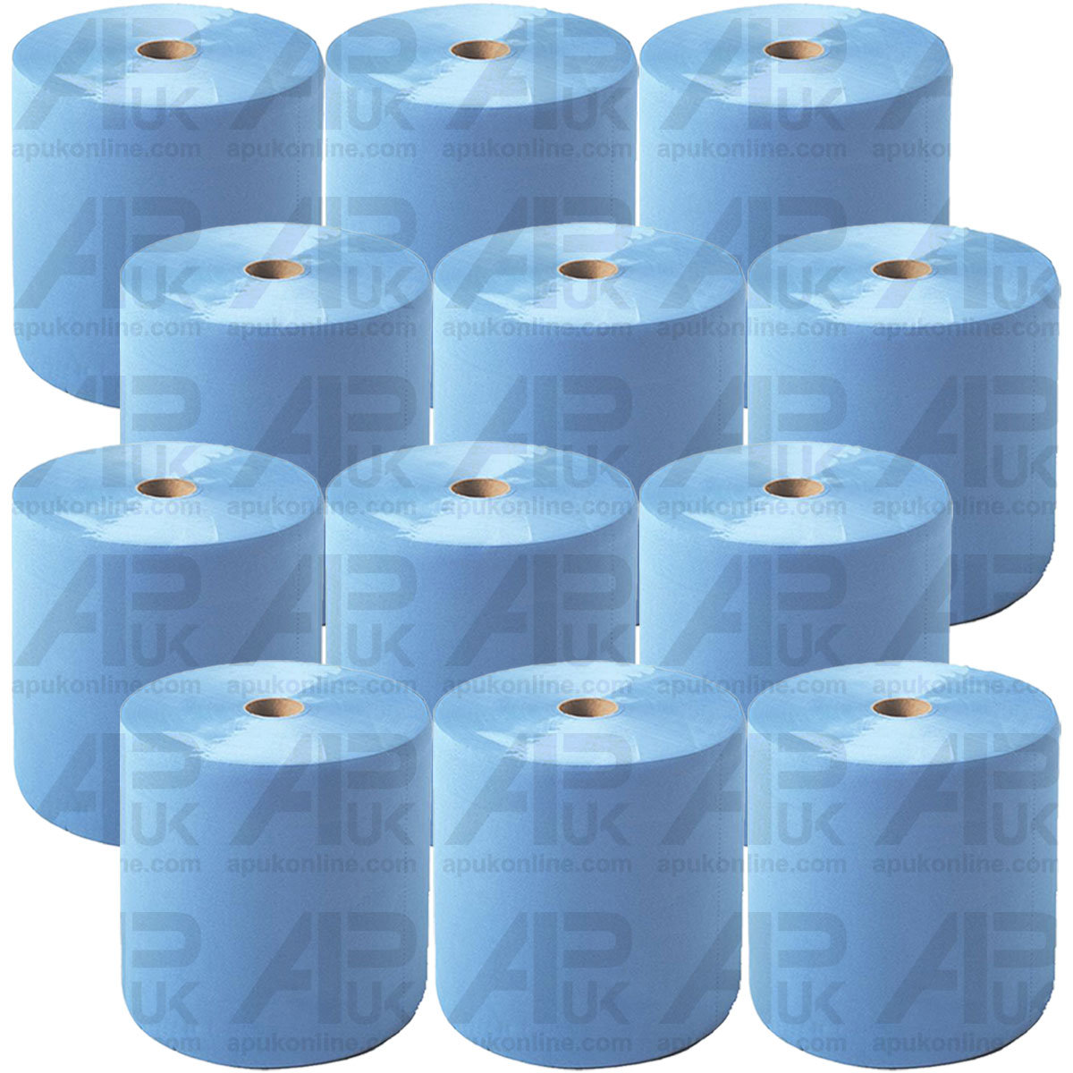 12x 500 Sheet 3-ply Blue Strong Large Cleaning Rolls 3 Industrial ...